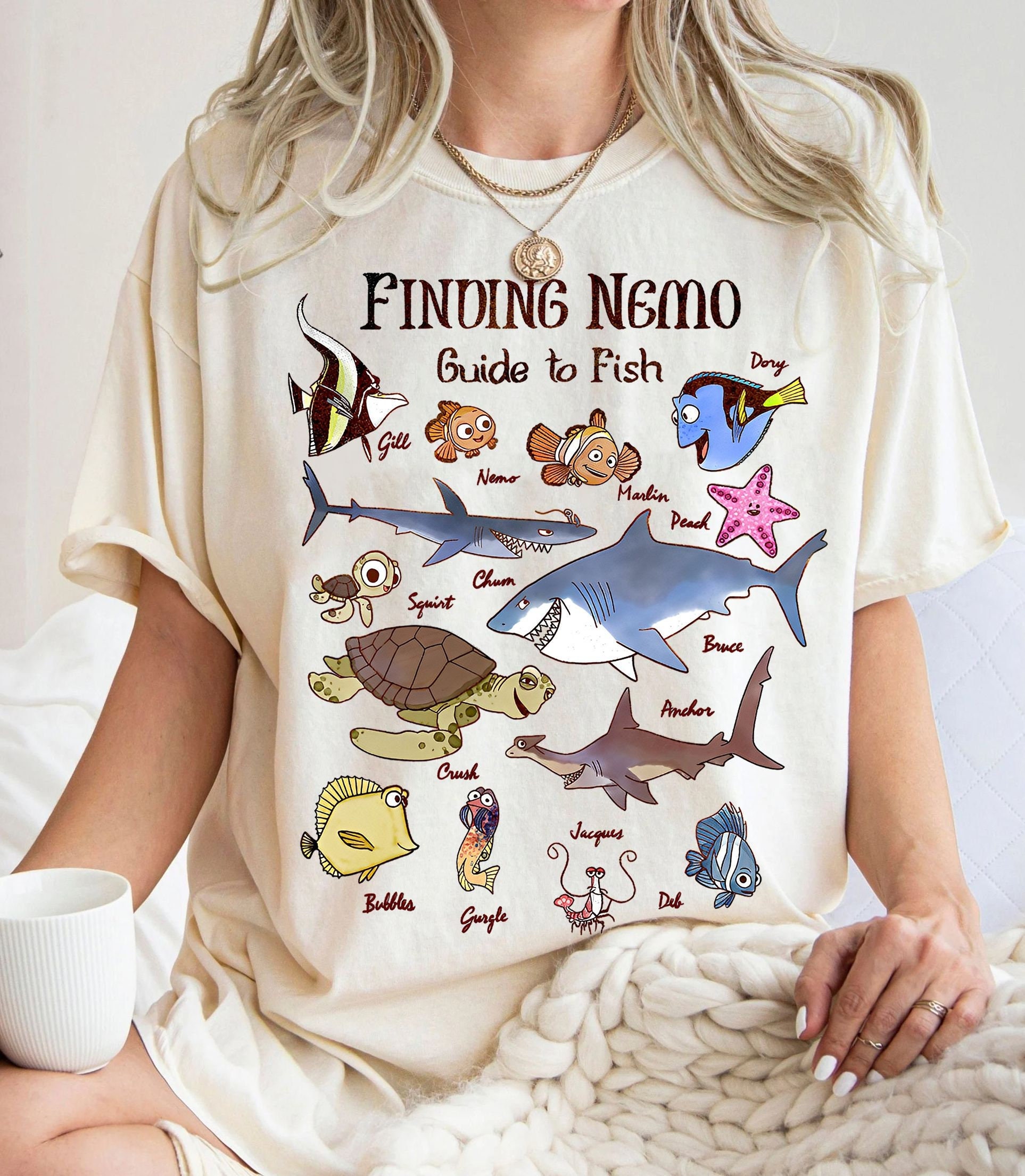 Retro Disney Pixar Finding Nemo Characters Group Shirt, Guide to Fish T ...