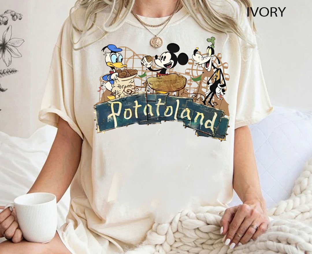 Vintage Disney Welcome to Potatoland Shirt, Funny Mickey Goofy Donald T ...