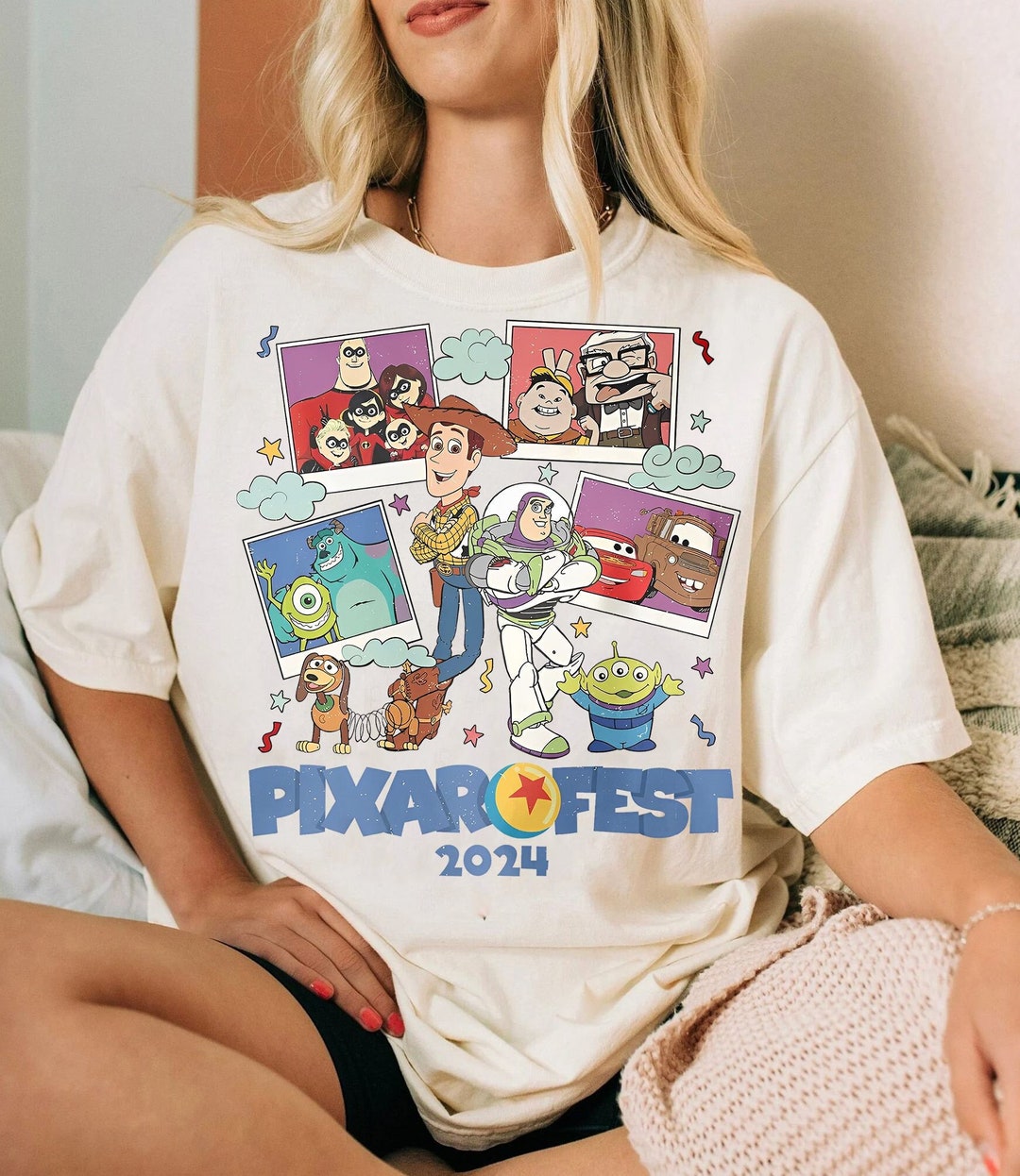 Retro Disney Pixar Fest 2024 Shirt, Disney Pixar Characters Group T ...