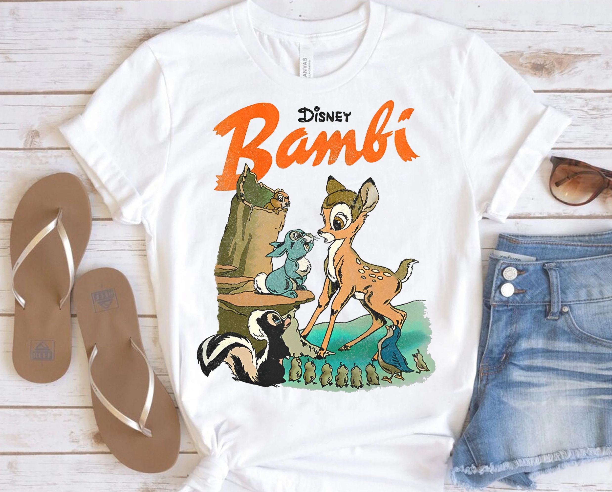 Vintage Disney Bambi in the Forest Shirt, Bambi Reindeer Thumper Flower ...