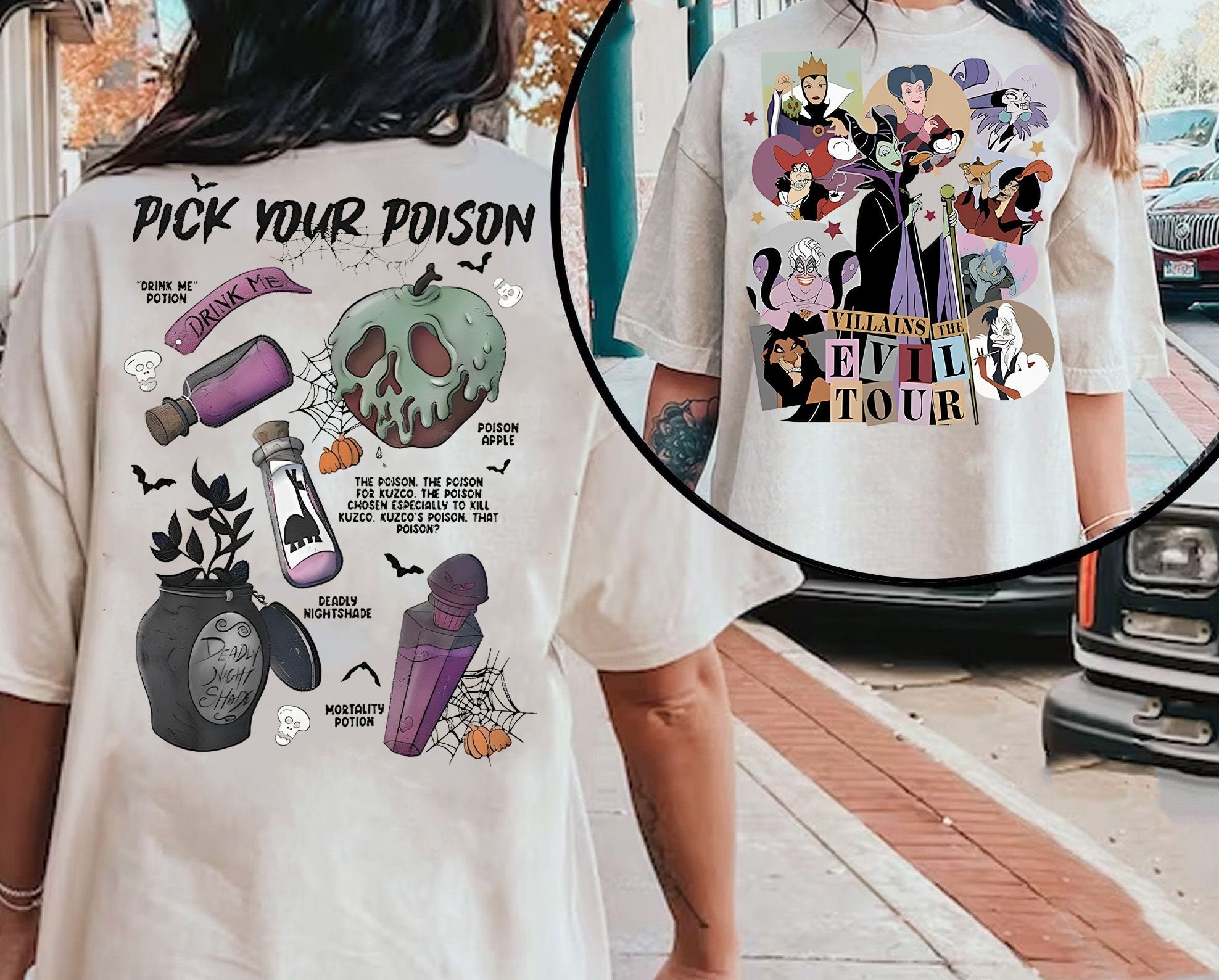 Funny 2-sided Disney Villains the Evil Tour Shirt, Pick Your Poison ...