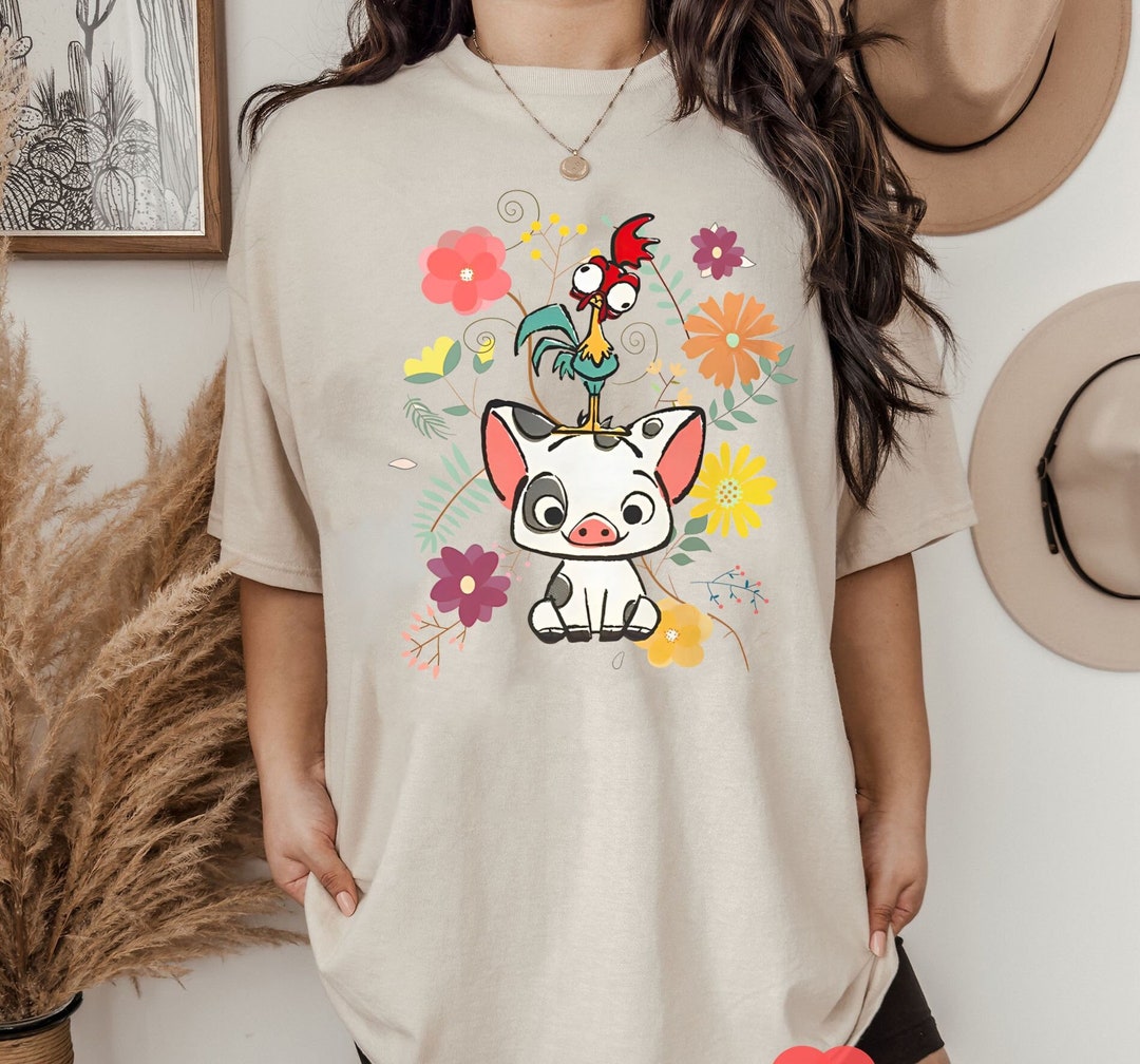 Retro 70S Disney Moana Floral Shirt, Cute Pua and Hei Hei T-shirt, Wdw ...