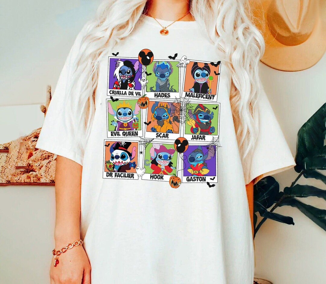 Stitch Costume Disney Villains Halloween Shirt, Funny Stitch Emotion ...