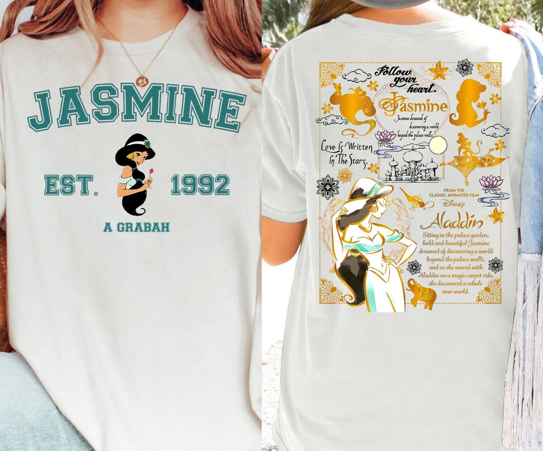 Retro 2-sided Disney Jasmine Princess Shirt, Cute Jasmine Disney ...