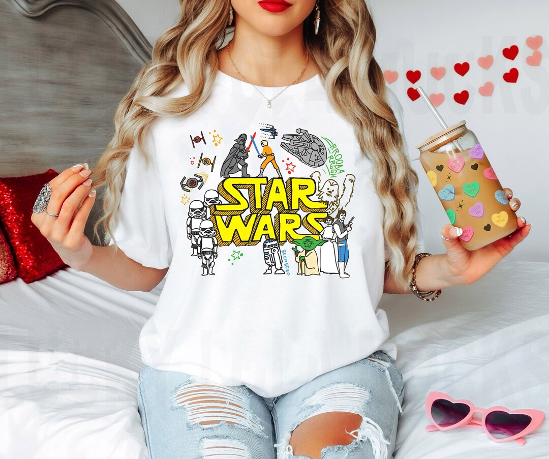 Retro Star Wars Colorful Characters Group Shirt, Funny Galaxy's Edge ...