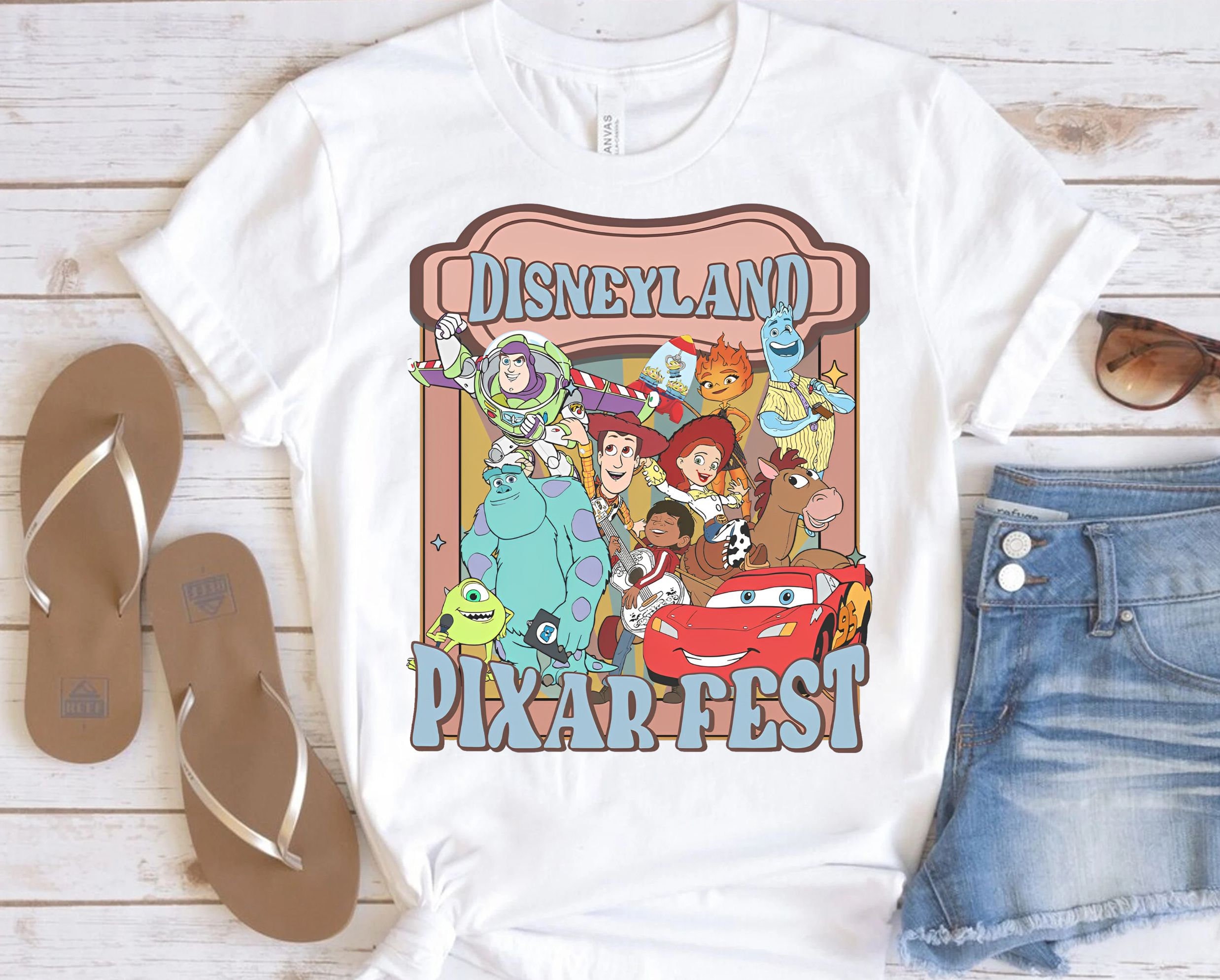 Vintage Disney Pixar Fest 2024 Shirt, Disney Pixar Characters Group ...