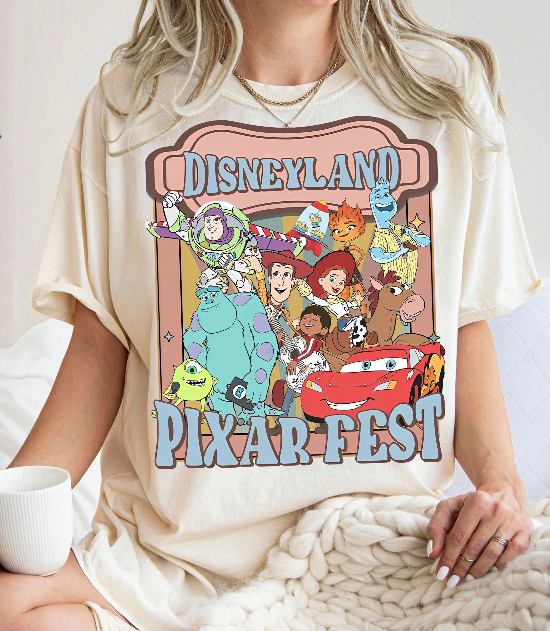 Vintage Disney Pixar Fest 2024 Shirt, Disney Pixar Characters Group ...