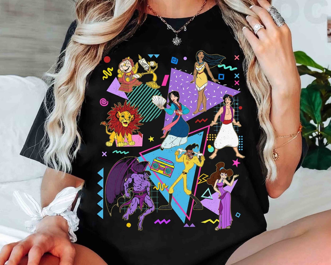 Retro 90S Disney Characters Shirt, Powerline Aladdin Megara Mulan ...