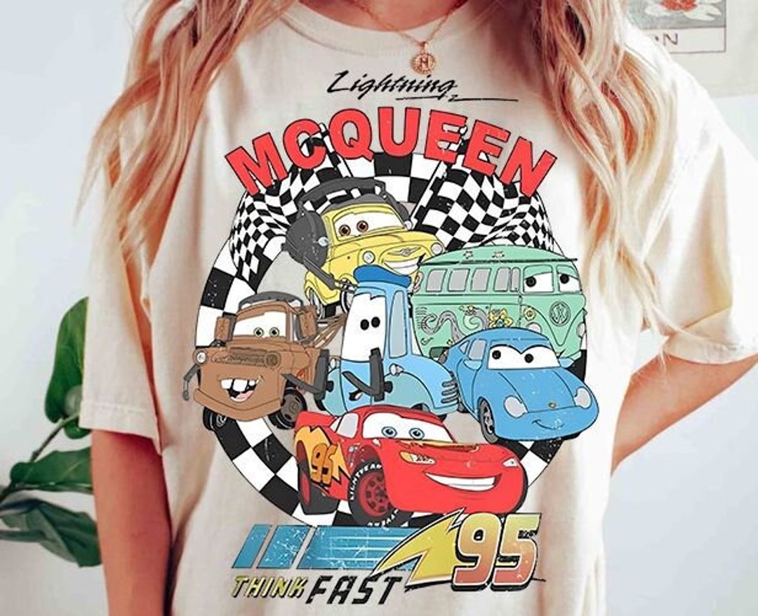 Retro Disney Pixar Cars Land Shirt, Lightning Mcqueen and Friends T ...