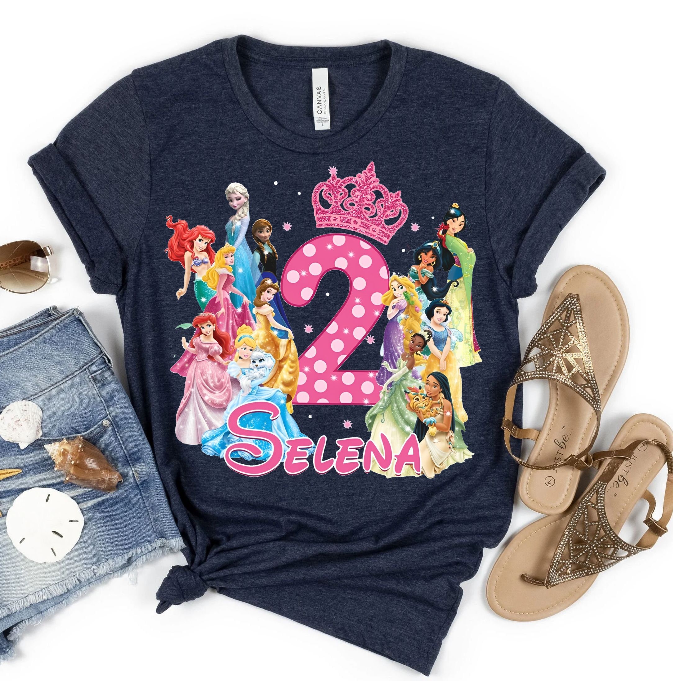 Personalized Disney Princess Birthday Girl Shirt, Cute Disney Princess T-shirt, Disney Girls ...