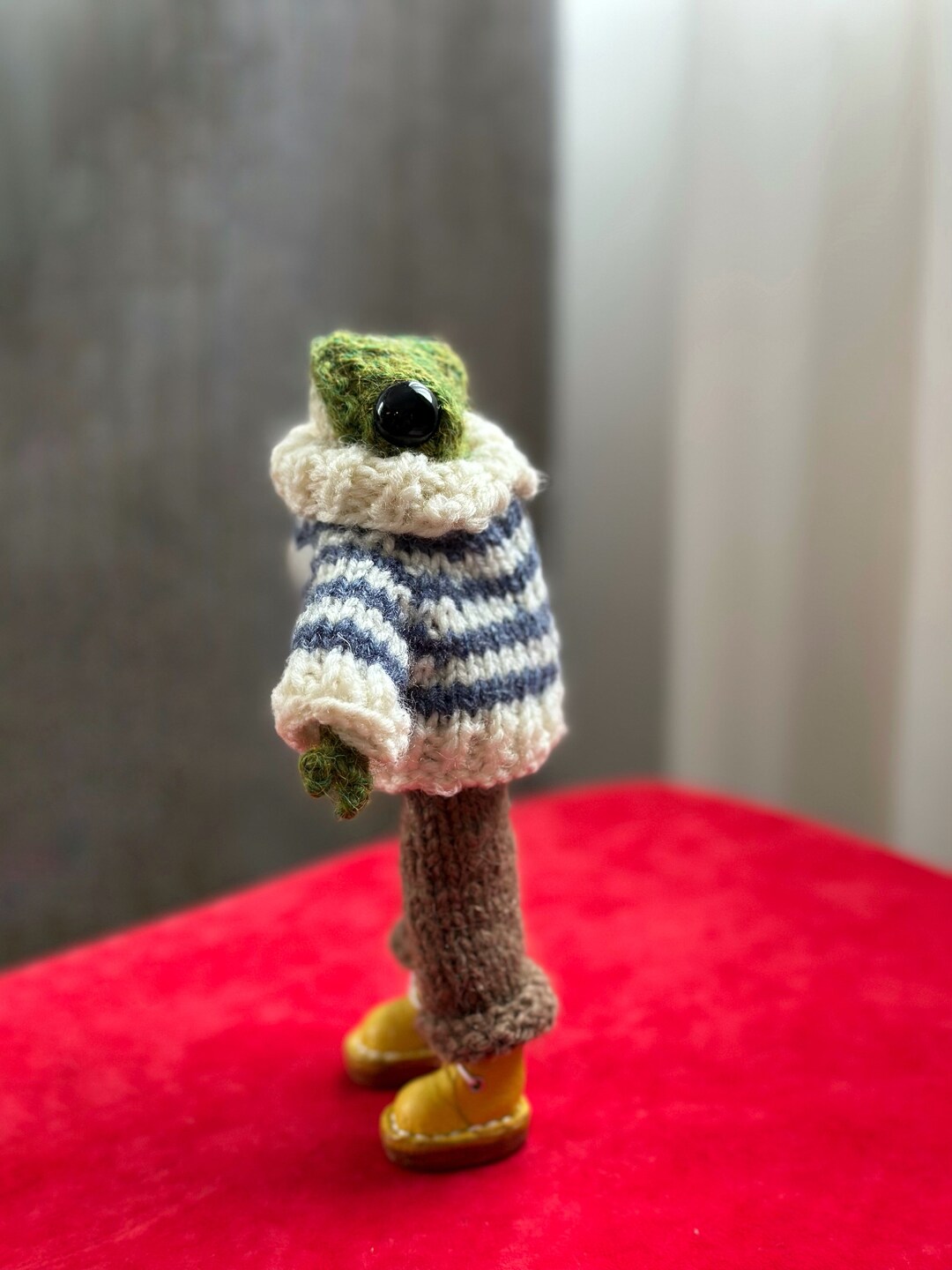Knitted Frog With Clothes, Frog With Sweater and Pants, Froggie ...