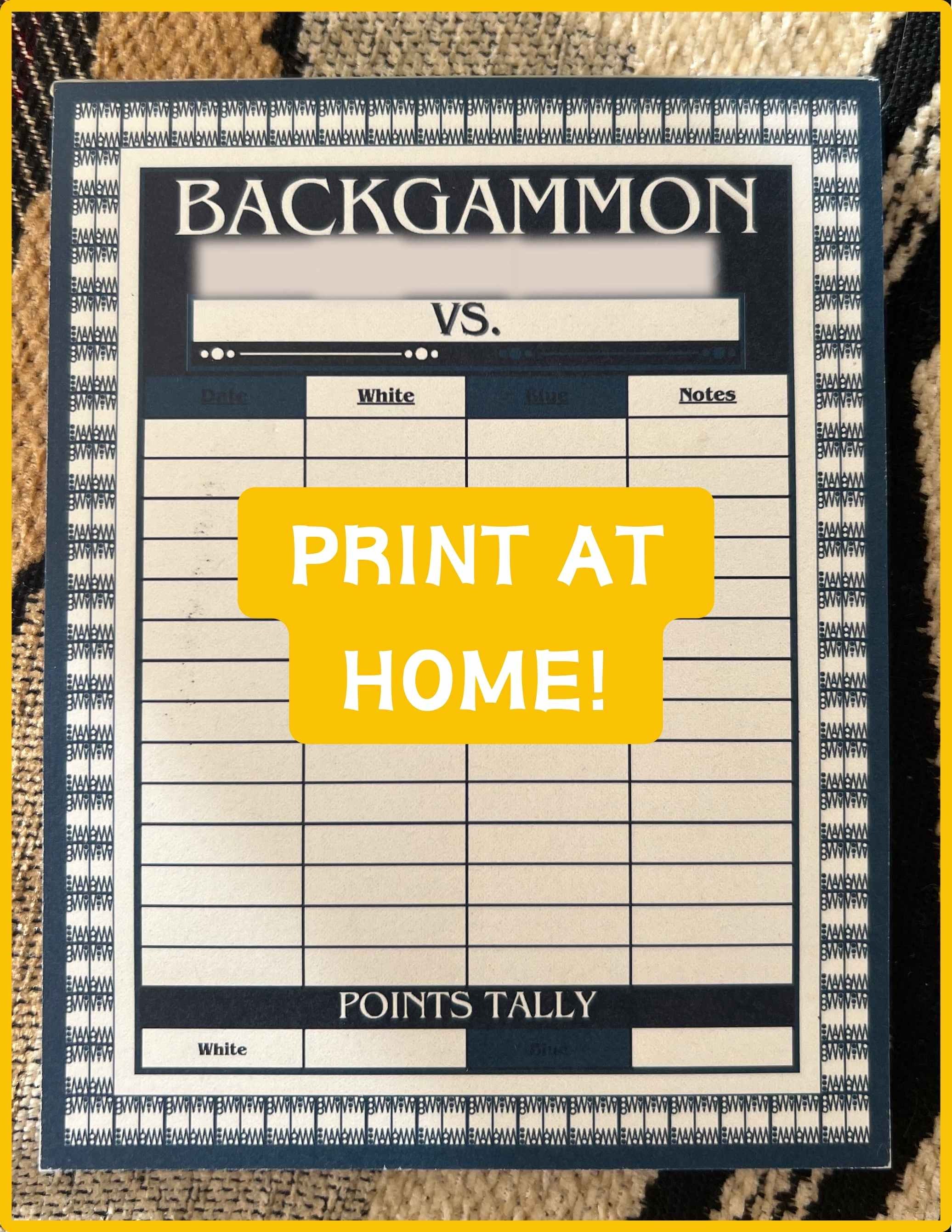 Orange Backgammon Score Card print at Home - Etsy