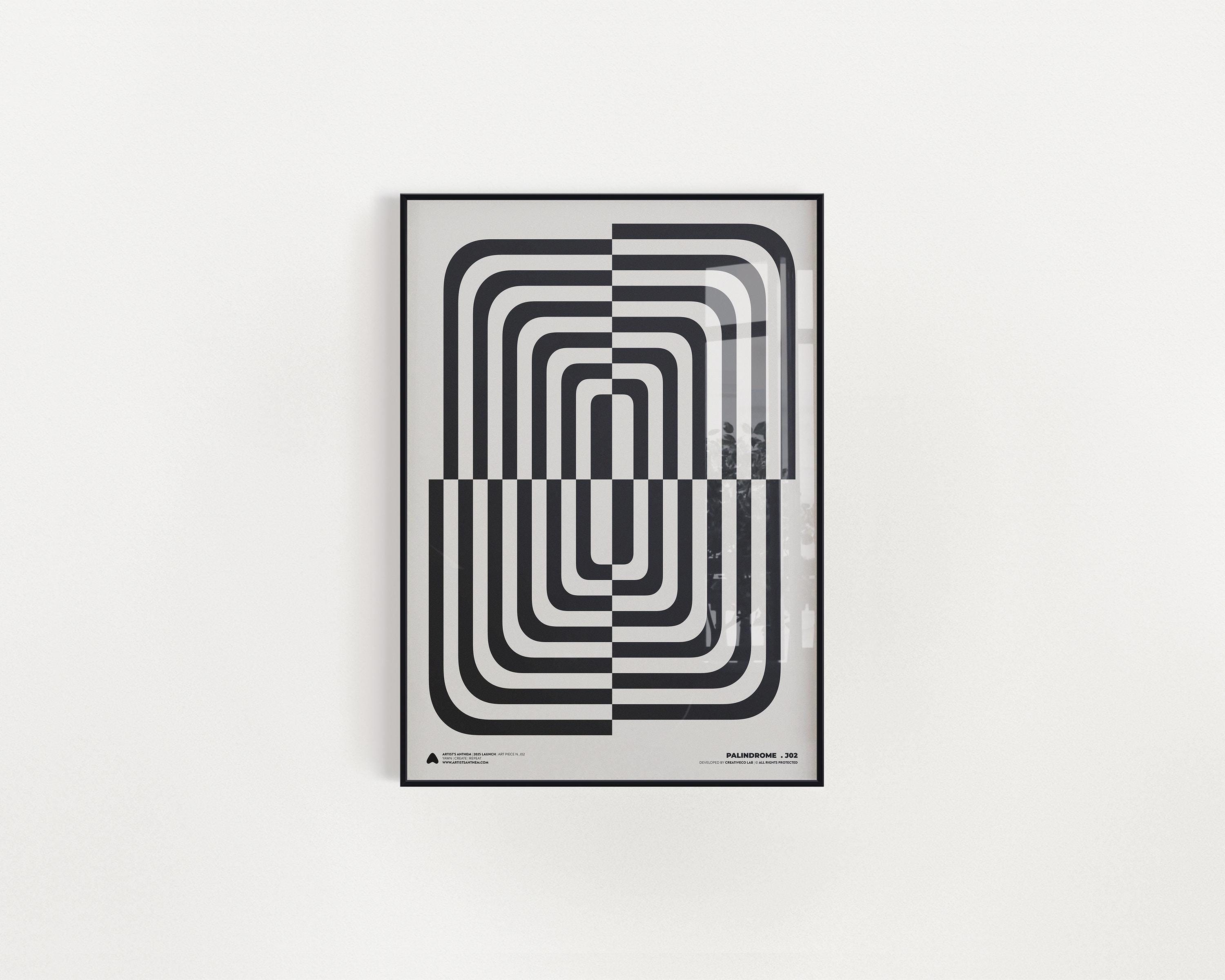 Palindrome, Modern Wall Art, Maze Wall Poster, Optical Illusion ...
