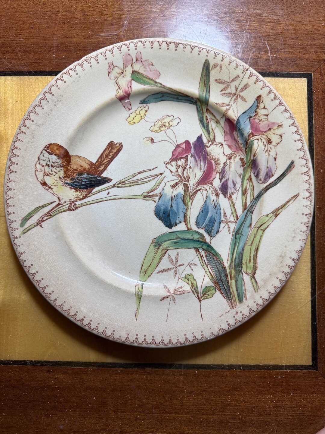Antique Longwy Plate Birds and Irises - Etsy