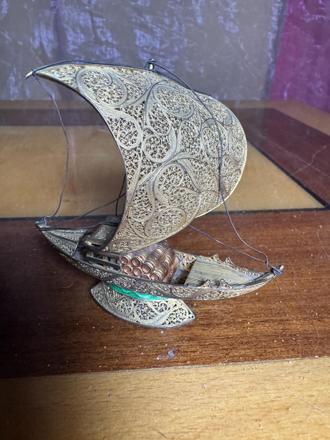 Rabelo Boat in Sterling Silver With Gold Filigree and Enamel - Etsy