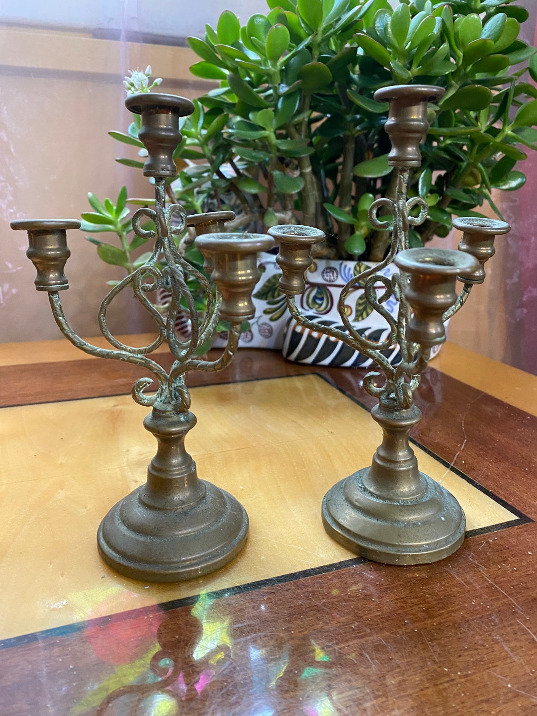 Two Small Antique Brass Candlesticks 17 Cm - Etsy
