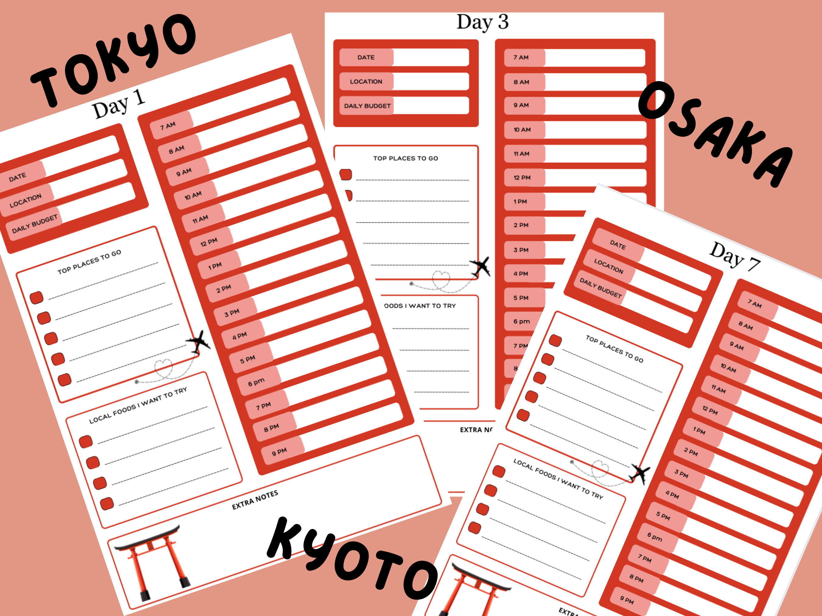 7 Day Printable Japan Travel Overview L Holiday Organiser | Trip ...