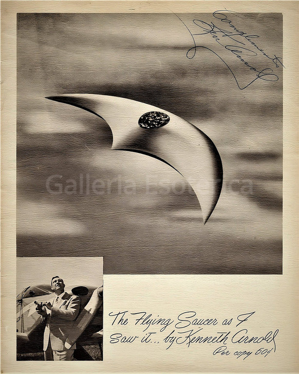 Kenneth Arnold UFO Sighting 1947, Signed Printable Vintage Photo Drawing Flying Saucer UFO UAP ...