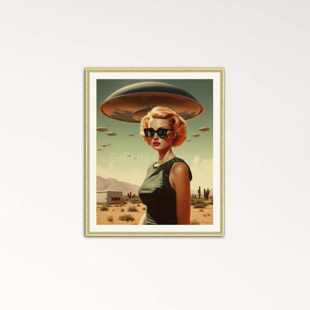 Retro 50's Woman With Ufos, Sci-fi Fifties Girl Poster Print, Vintage ...
