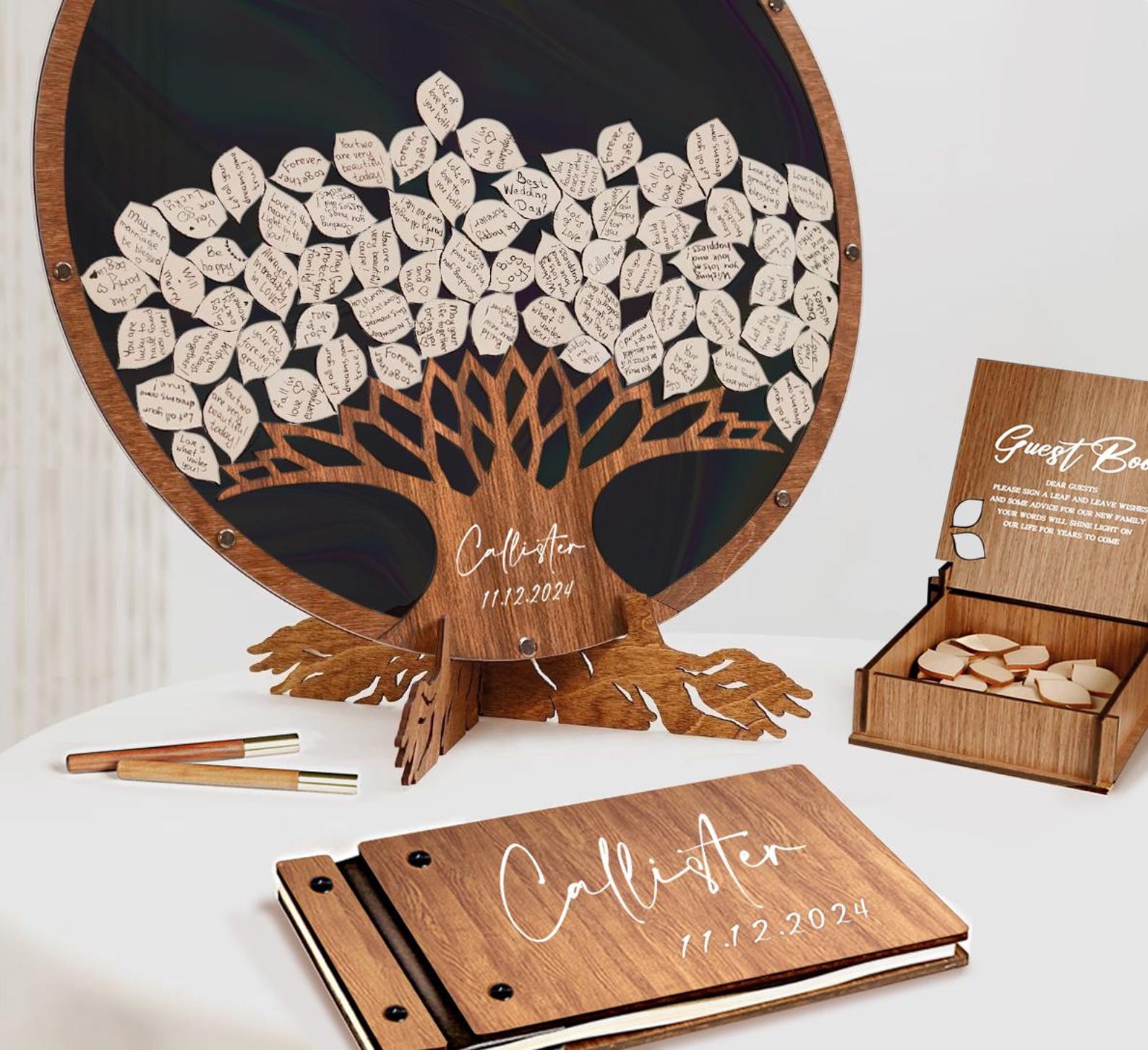 Personalized Wedding Guest Book Alternative: Rustic Wood Family Tree - Etsy