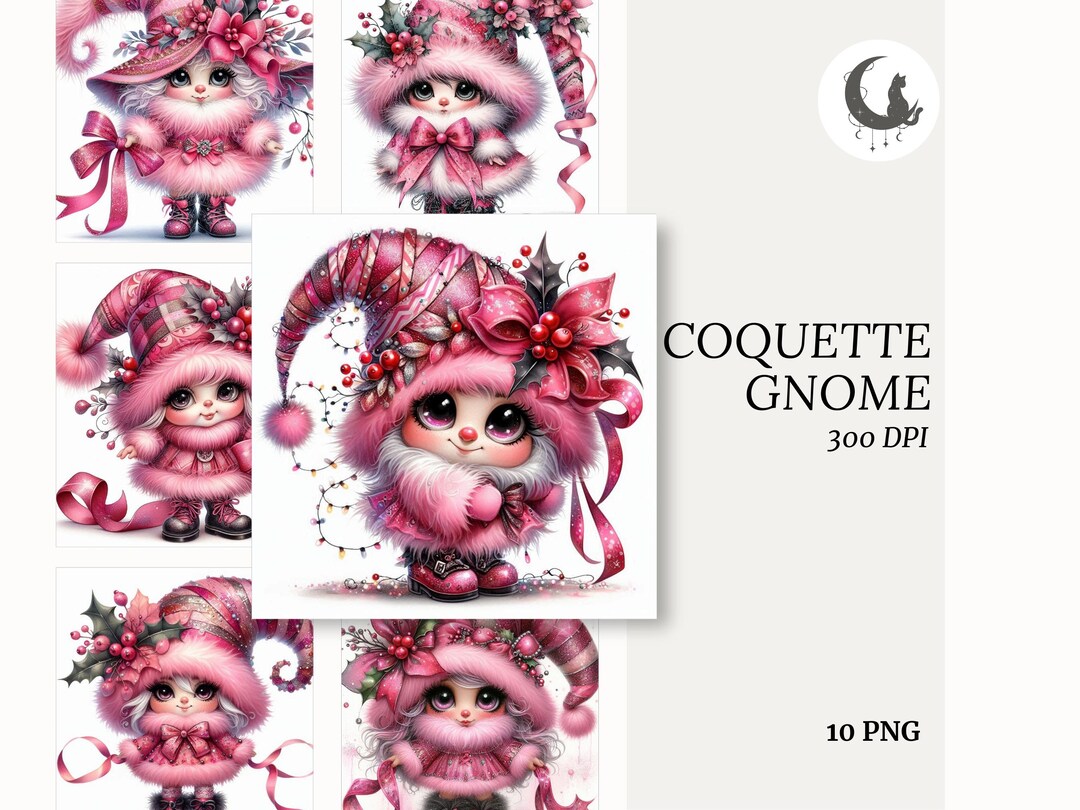 Watercolor Coquette Whimsical Gnome Valentines Clipart Set of 10 ...