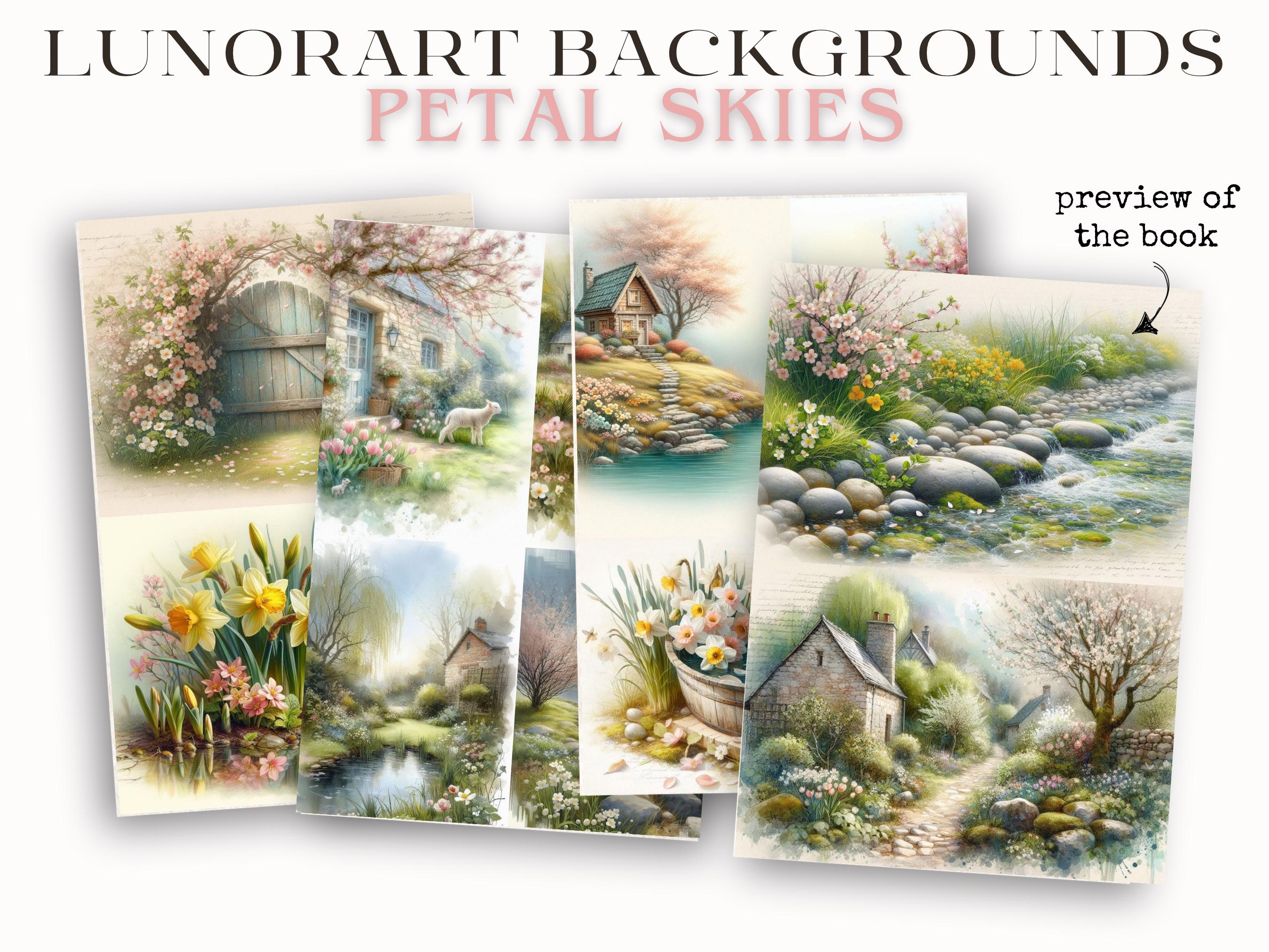 Spring Backgrounds Collage Book JPG Whimsical Nature Ephemera Digital ...
