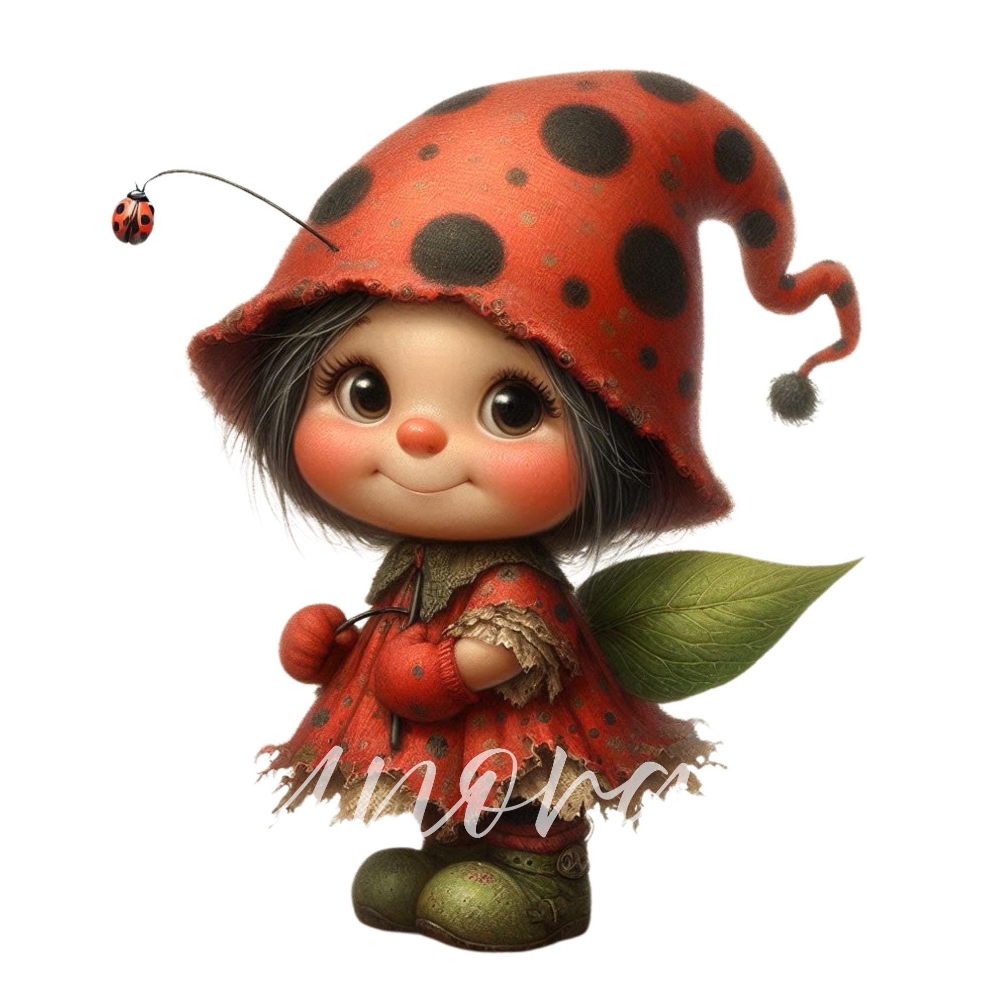 Quirky Ladybug Gnome Clipart Set of 10 High Quality 300 DPI Jpgs ...