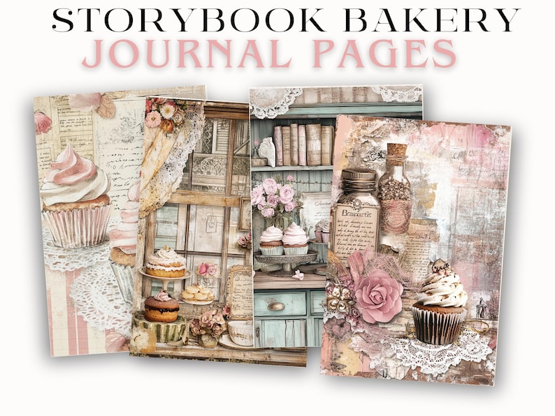 Storybook Bakery Junk Journal Pages Printable Set Whimsical Cakes ...