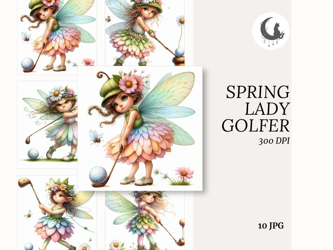 Spring Lady Golfer Fairy Clipart Set of 10 High Quality 300 DPI Jpgs ...