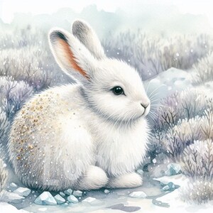 Arctic Hare Bunny Watercolor Clipart Set of 10 High Quality 300 DPI ...