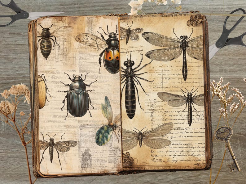 Victorian Insectarium Junk Journal Pages Set of 10 Printable 300 DPI ...