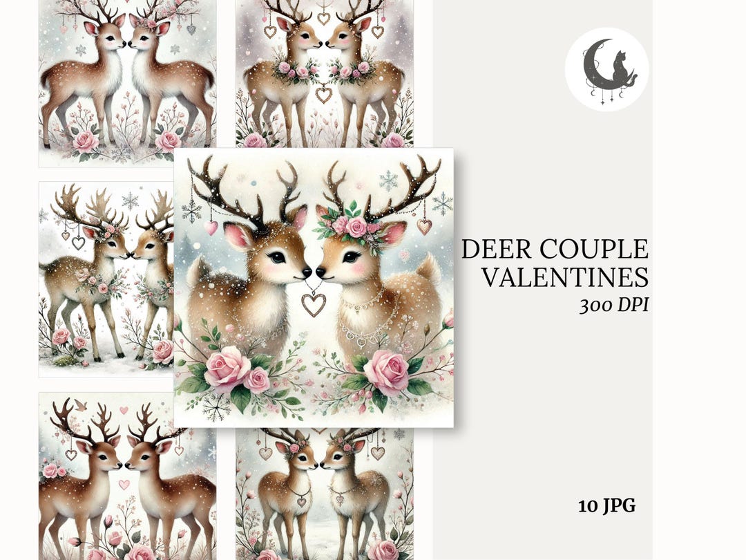 Deer Couple Watercolor Clipart Set of 10 High Quality 300 DPI Jpgs ...