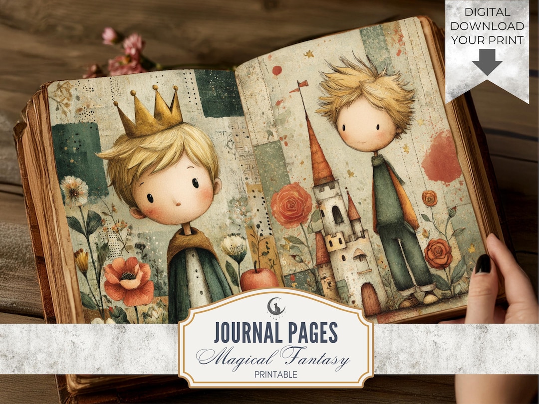 Prince and Princess Fantasy Collage Kit JPG, Magical Storybook Junk ...