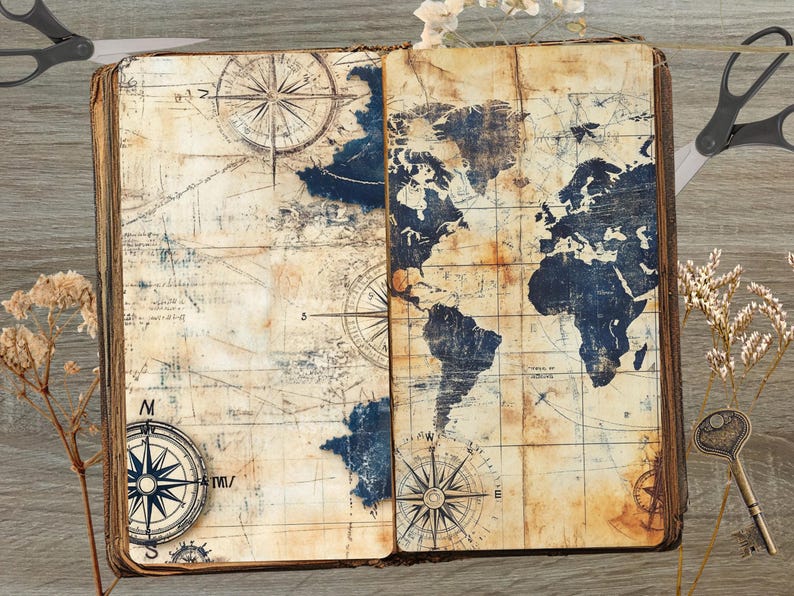 Old Maps Exploration Junk Journal Pages Set of 10 Printable 300 DPI ...