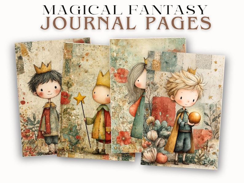 Prince and Princess Fantasy Collage Kit JPG, Magical Storybook Junk ...