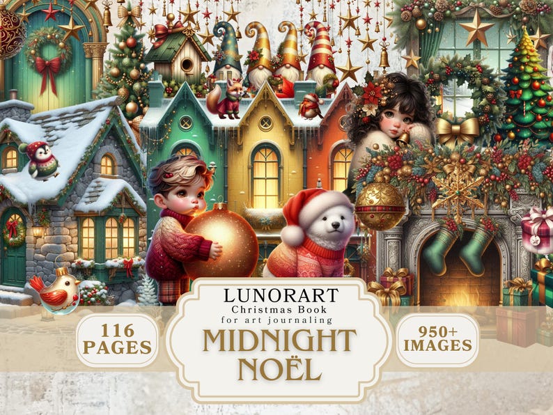 Timeless Christmas Digital Cut and Collage Book for Art Journaling Cozy ...