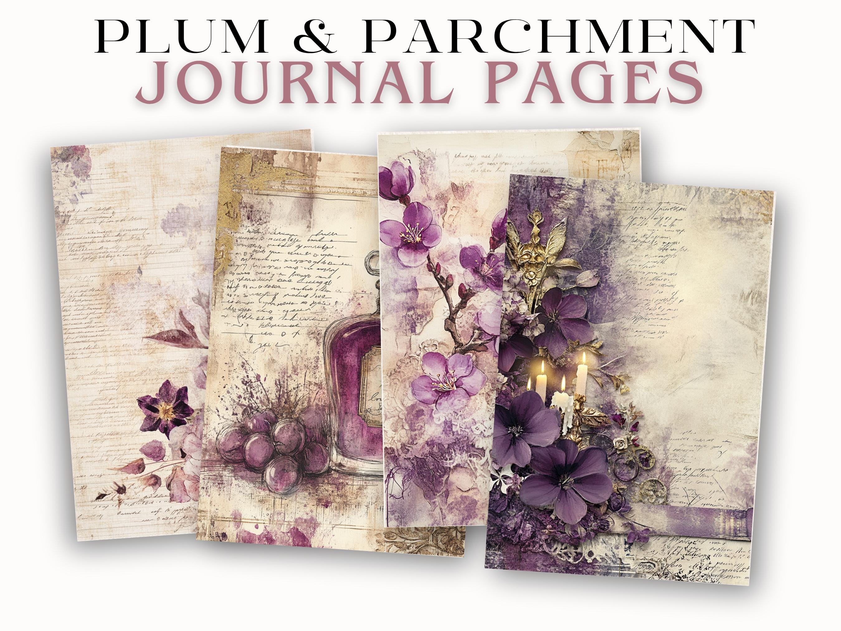 Plum Parchment Purple Junk Journal Pages Printable Set Soft Grunge ...