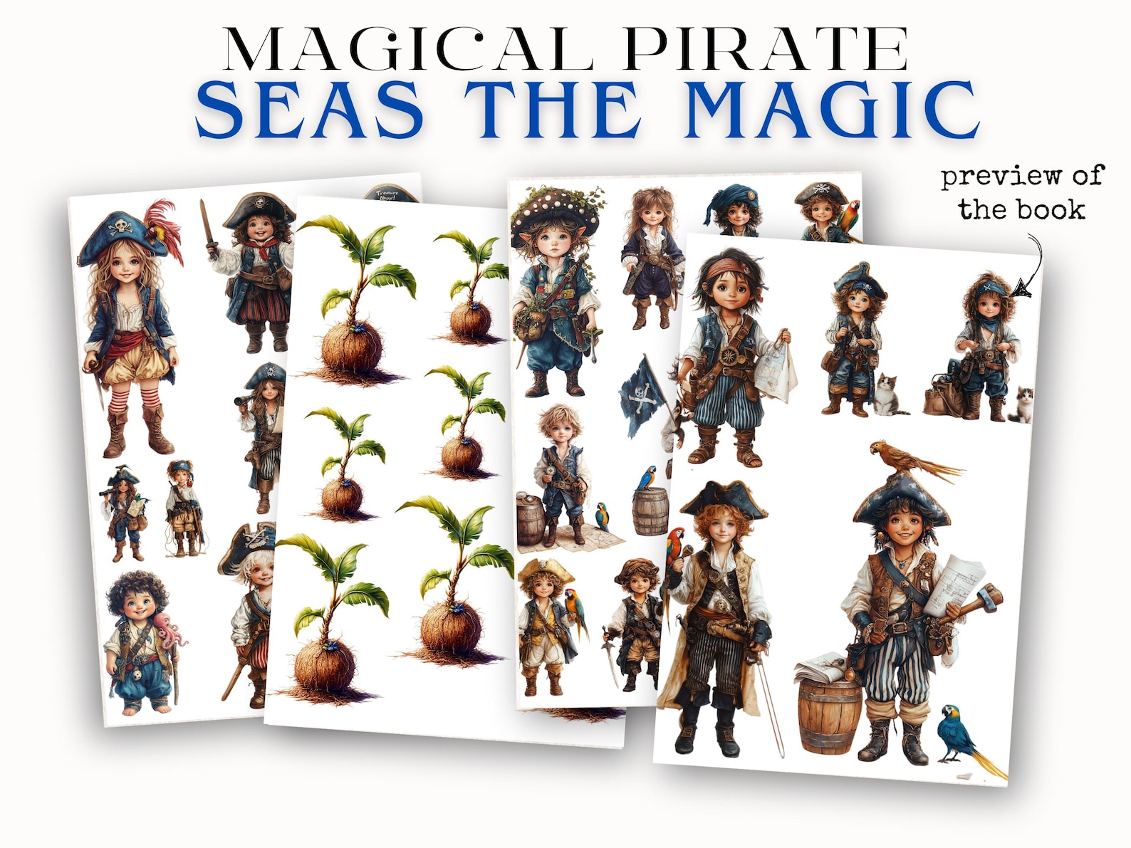 Magical Little Pirate Ephemera Bundle Digital Collage Book Whimsical ...