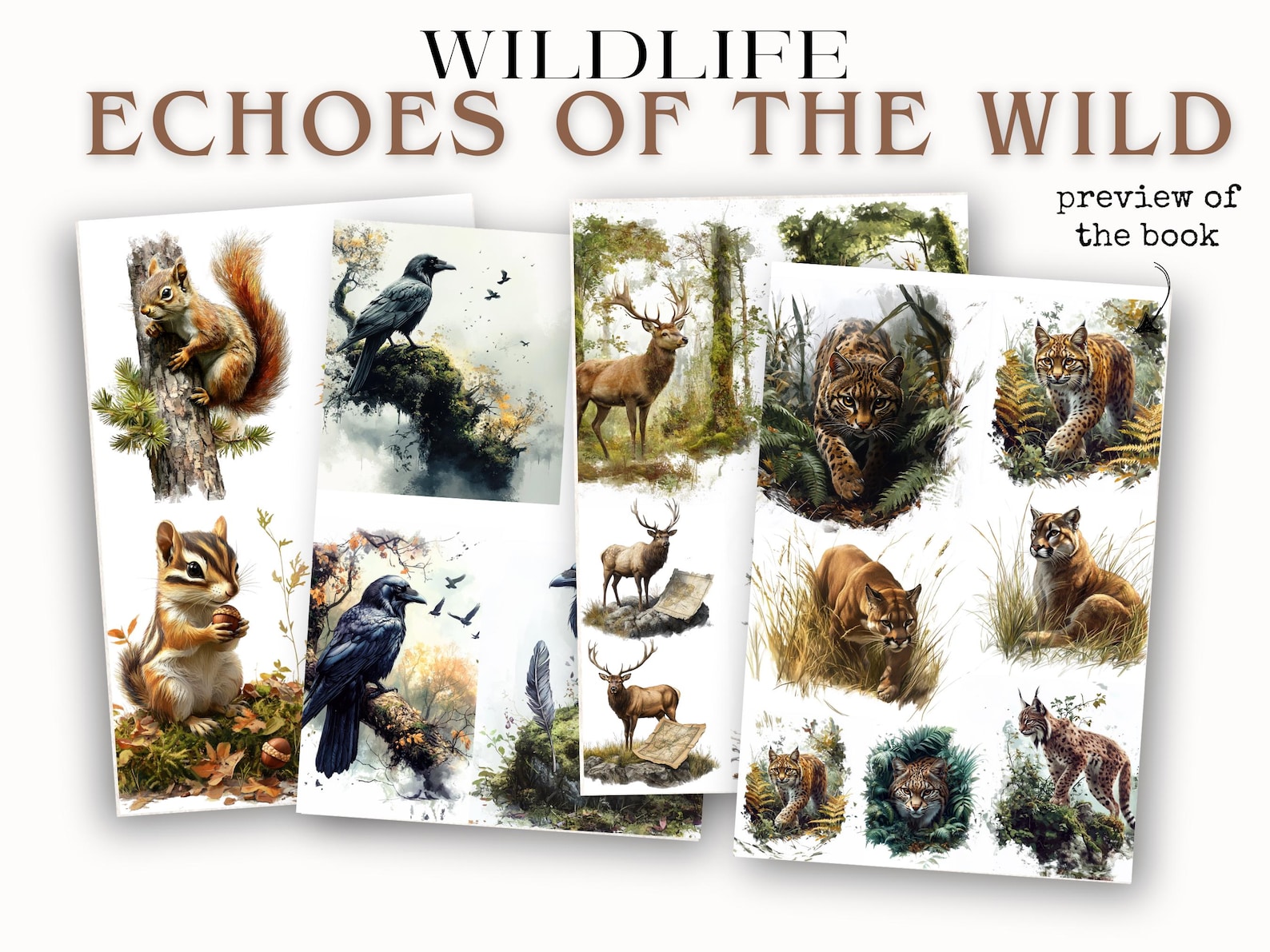 Ephemera Forest Animals Bundle Digital Collage Book Whimsical Wildlife ...