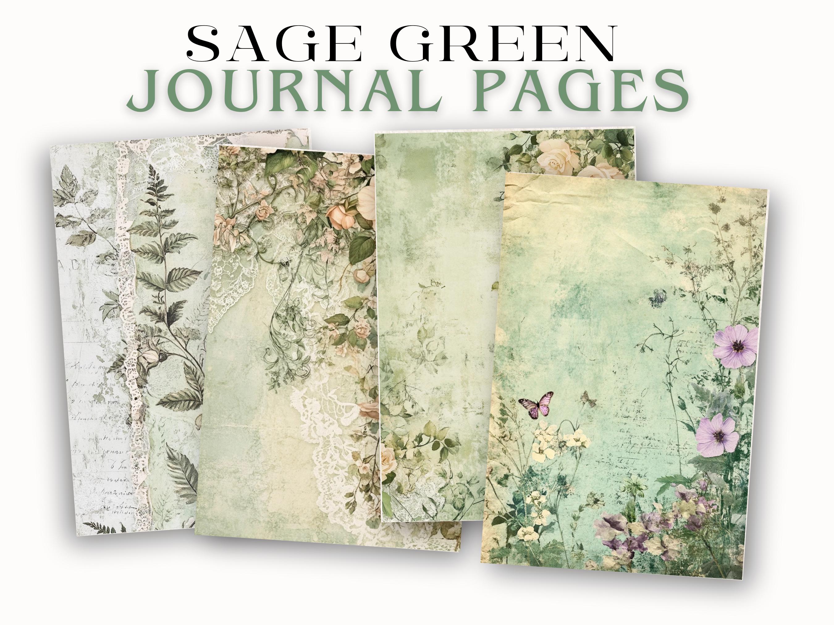 Sage Green Garden Junk Journal Pages Set of 10 Printable 300 DPI ...