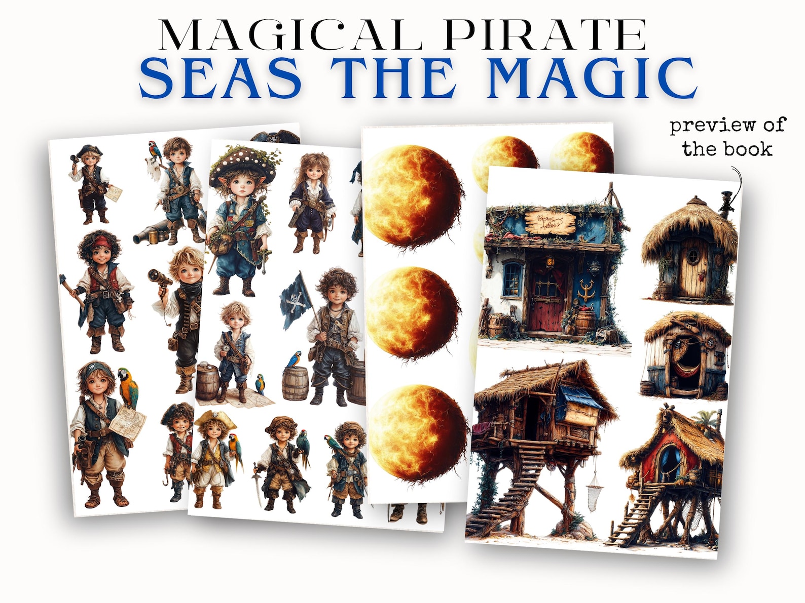 Magical Little Pirate Ephemera Bundle Digital Collage Book Whimsical ...