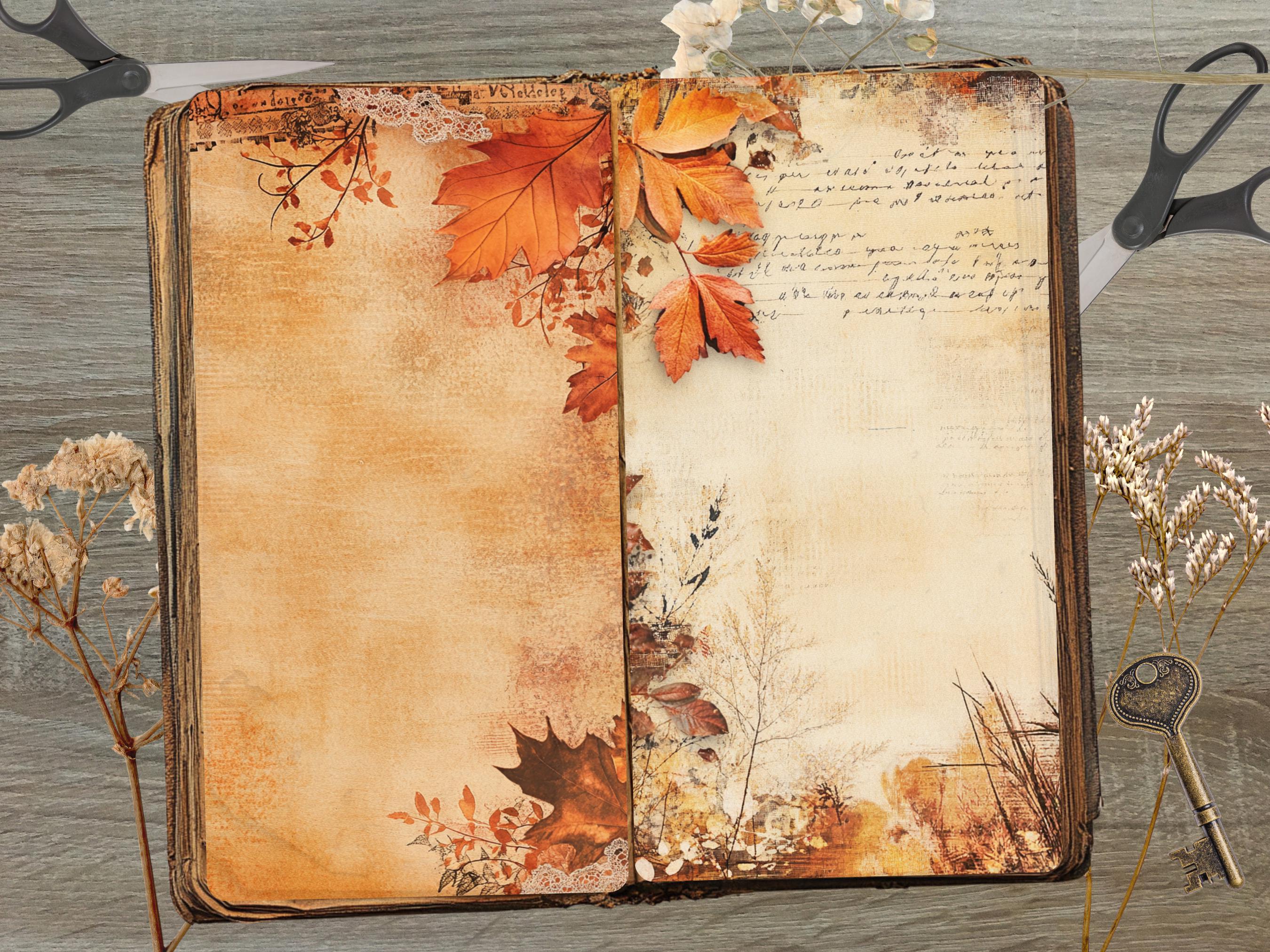 Burnt Orange Harvest Junk Journal Pages Printable Set Autumn Ephemera ...