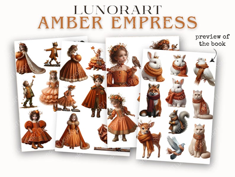 Autumn Princess Digital Collage Book Cut and Paste Journal Kit ...