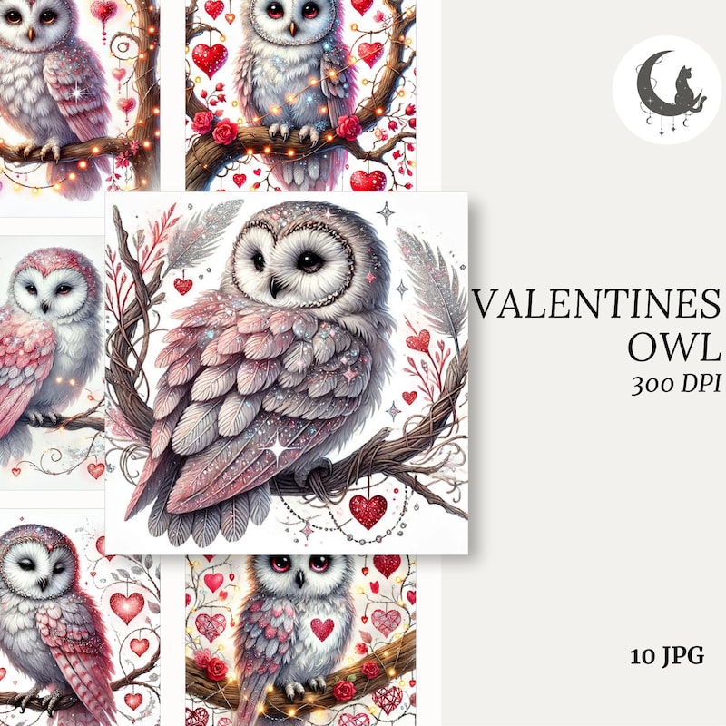 Owl Valentine Clipart - Etsy