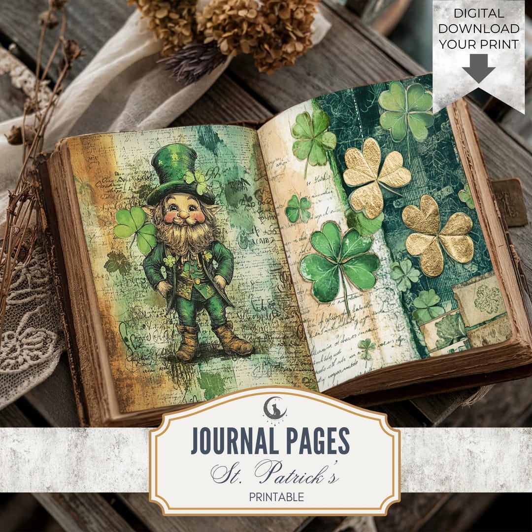 St Patricks Day Junk Journal Pages JPG Whimsical Irish Holiday Collage ...