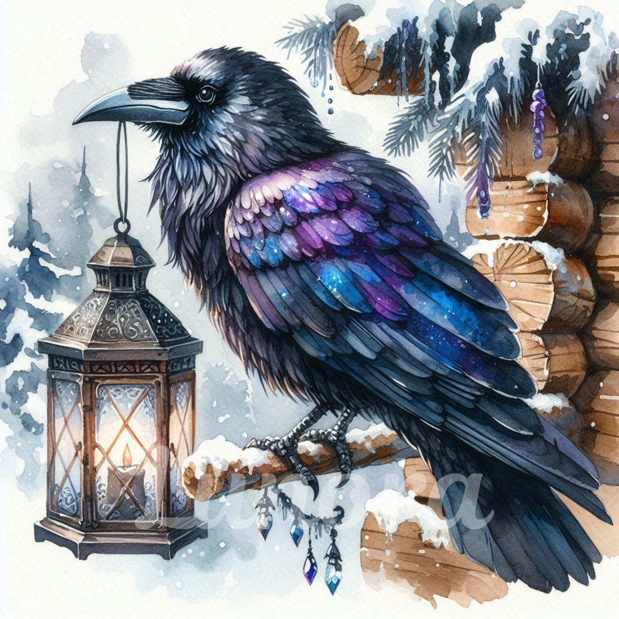 Snow Raven Watercolor Clipart Set of 10 High Quality 300 DPI Jpegs ...