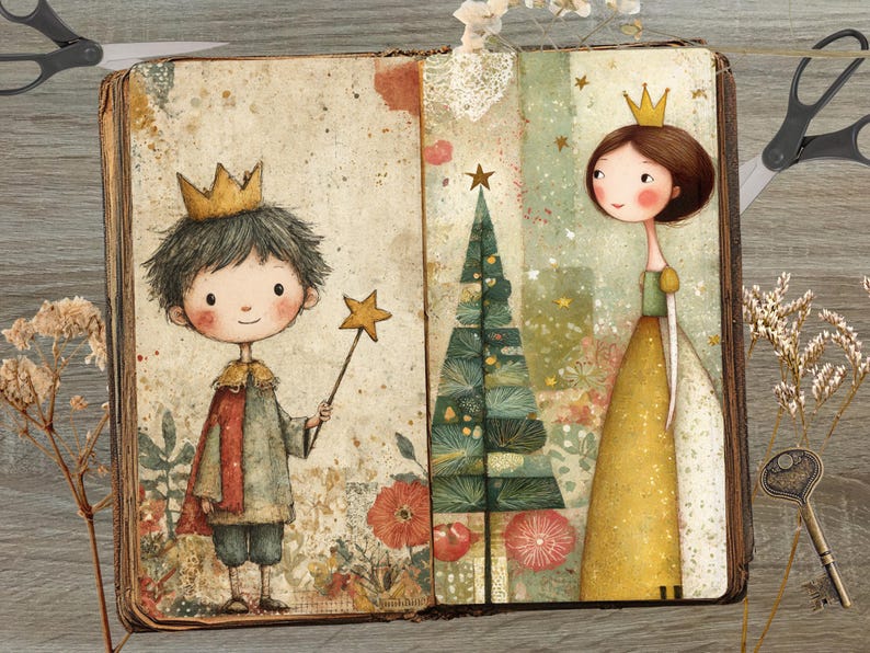 Prince and Princess Fantasy Collage Kit JPG, Magical Storybook Junk ...