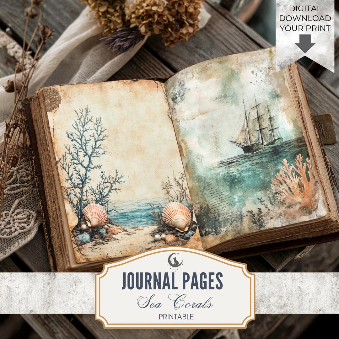 Summer Underwater Coral Sea Junk Journal Pages Set of 10 Printable 300 ...