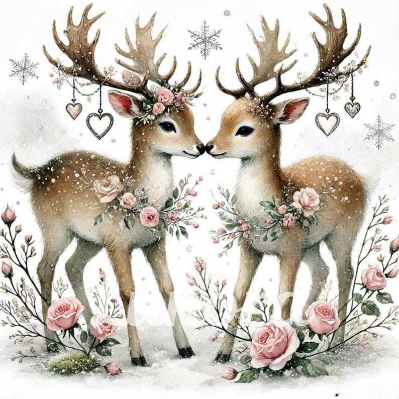 Deer Couple Watercolor Clipart Set of 10 High Quality 300 DPI Jpgs ...