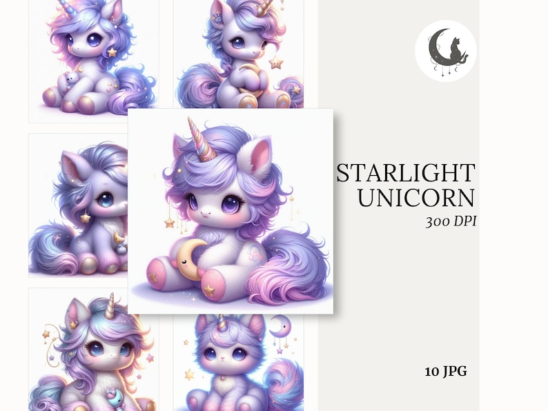 Starlight Unicorn Clipart Set of 10 High Quality 300 DPI Jpegs Magical ...